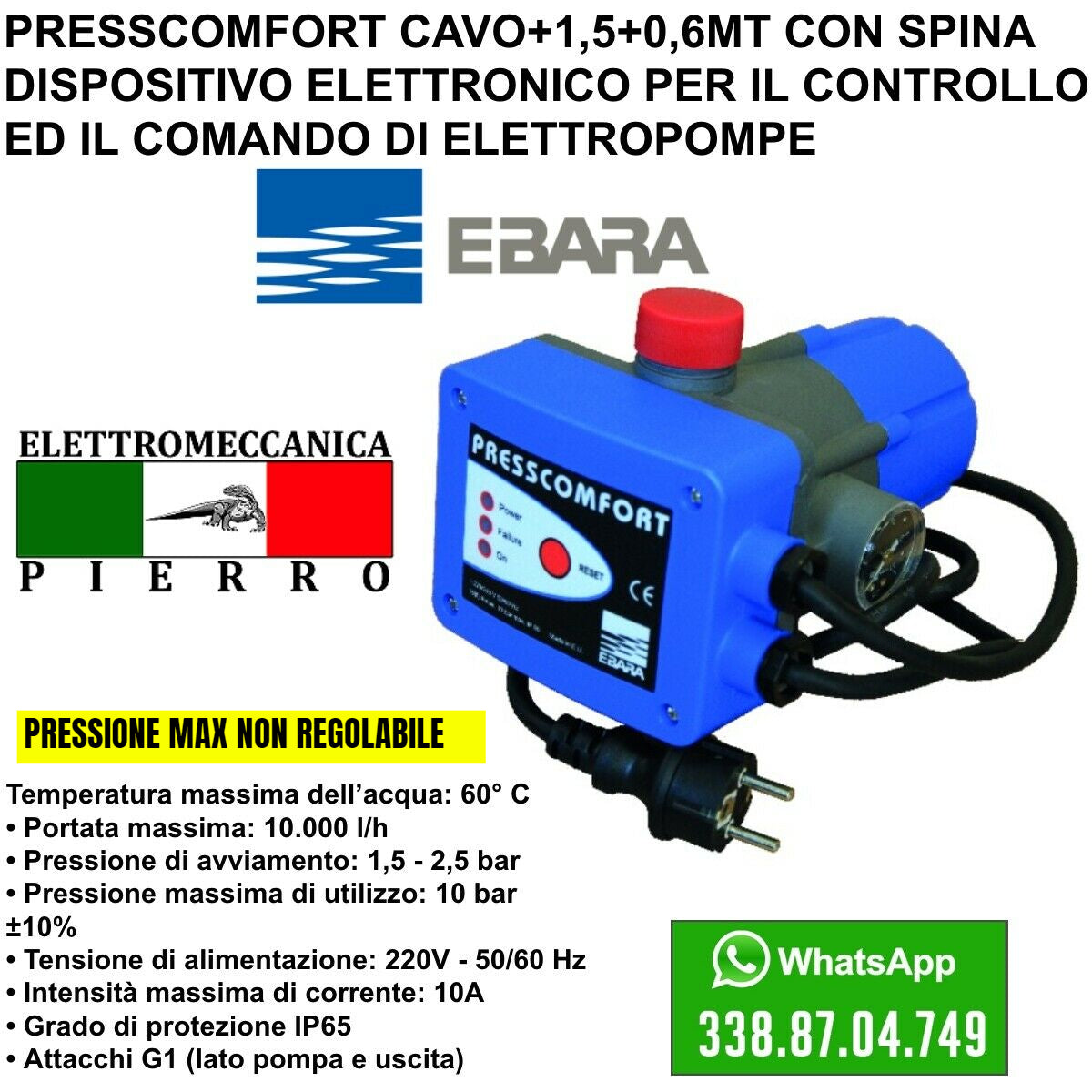 SMART PRESS CONTROL PRESSCONTROL REGOLATORE PRESSIONE POMPA AUTOCLAVE ...